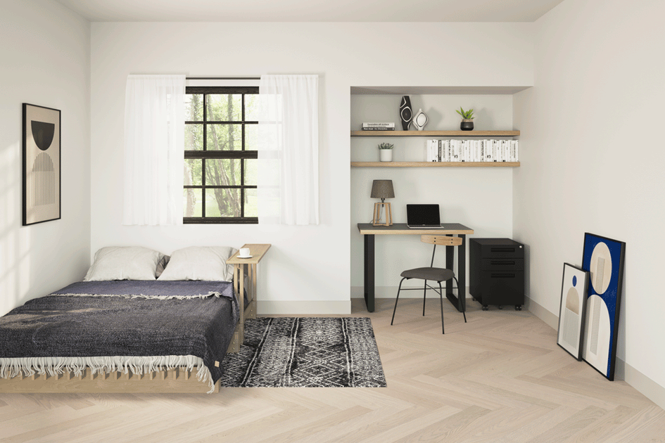 グレイッシュカラーでまとめるディテールが活きるシンプル1R – KANADEMONO