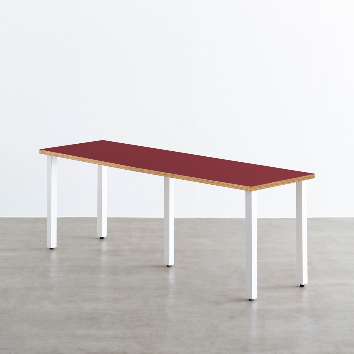 THE TABLE / リノリウム レッド・オレンジ系 × White Steel × W181 - 300cm D40 - 69cm ...