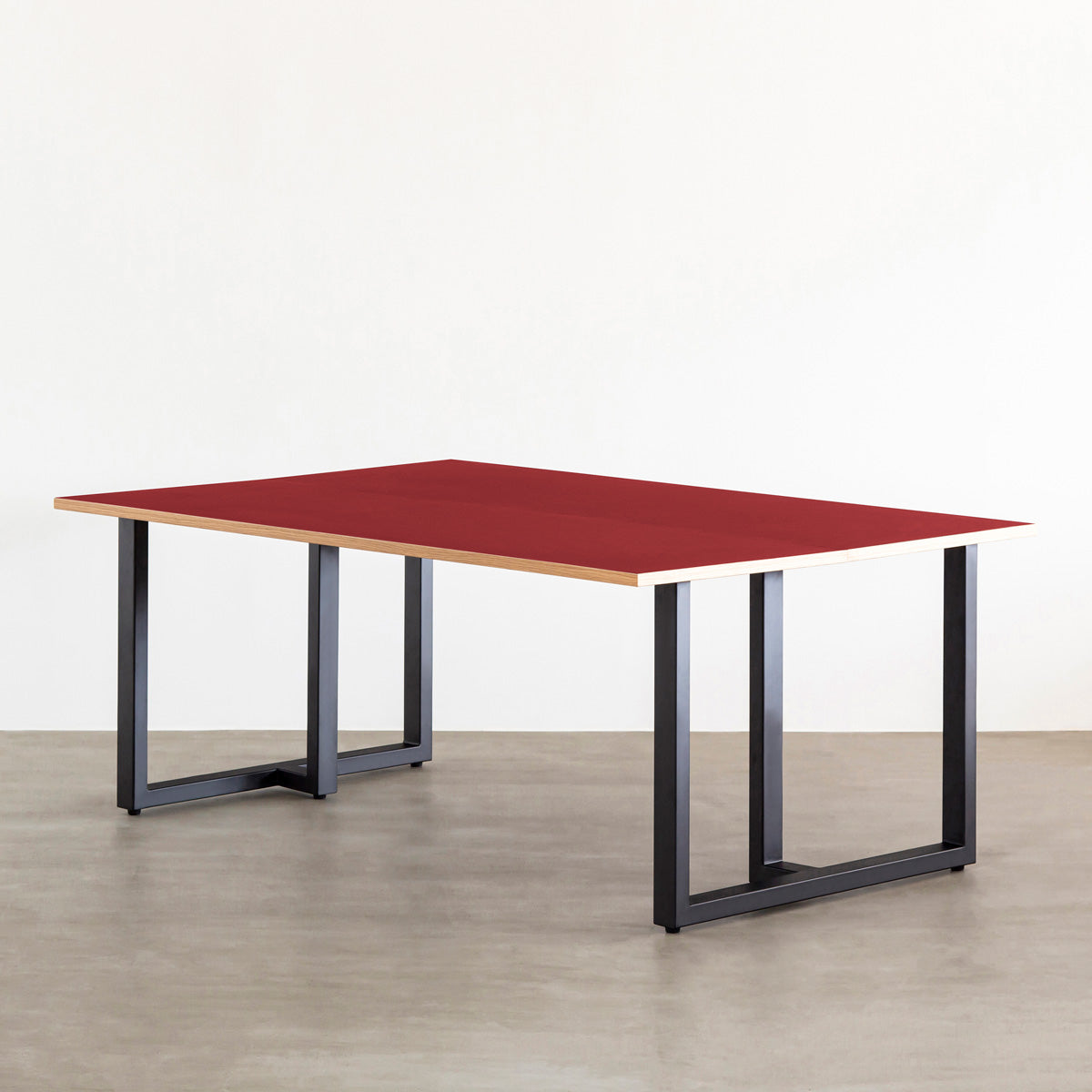 THE TABLE / リノリウム レッド系 × Tube T - Black Steel × W100 - 180cm, D91 - 12 ...