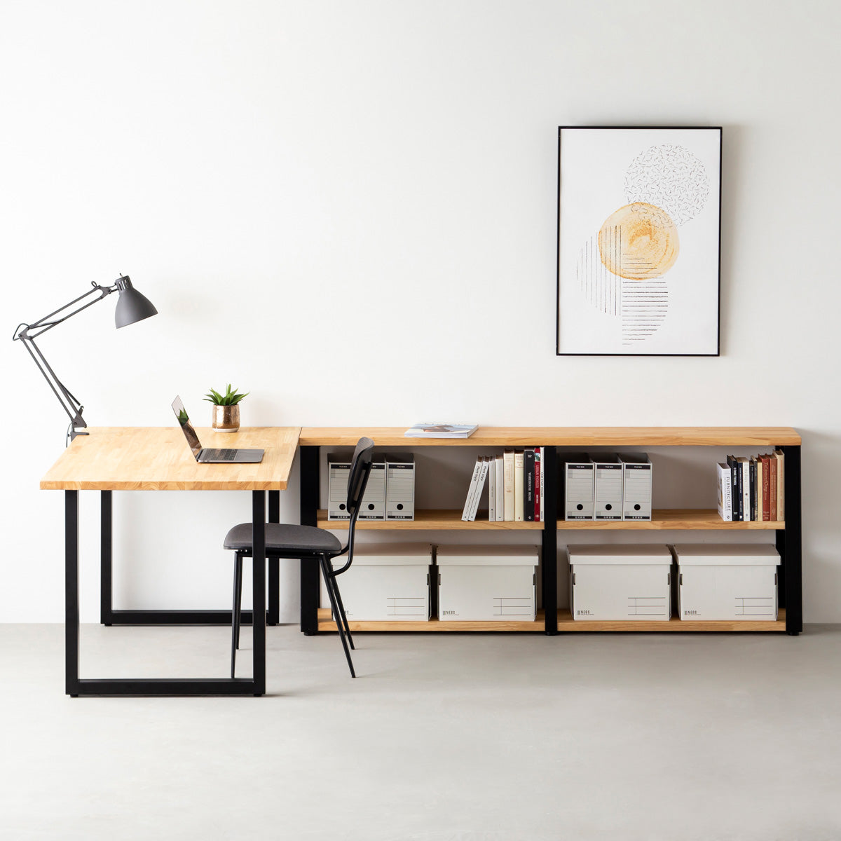 THE STORAGE SHELF 3段 / ラバーウッド ナチュラル × Black Steel – KANADEMONO