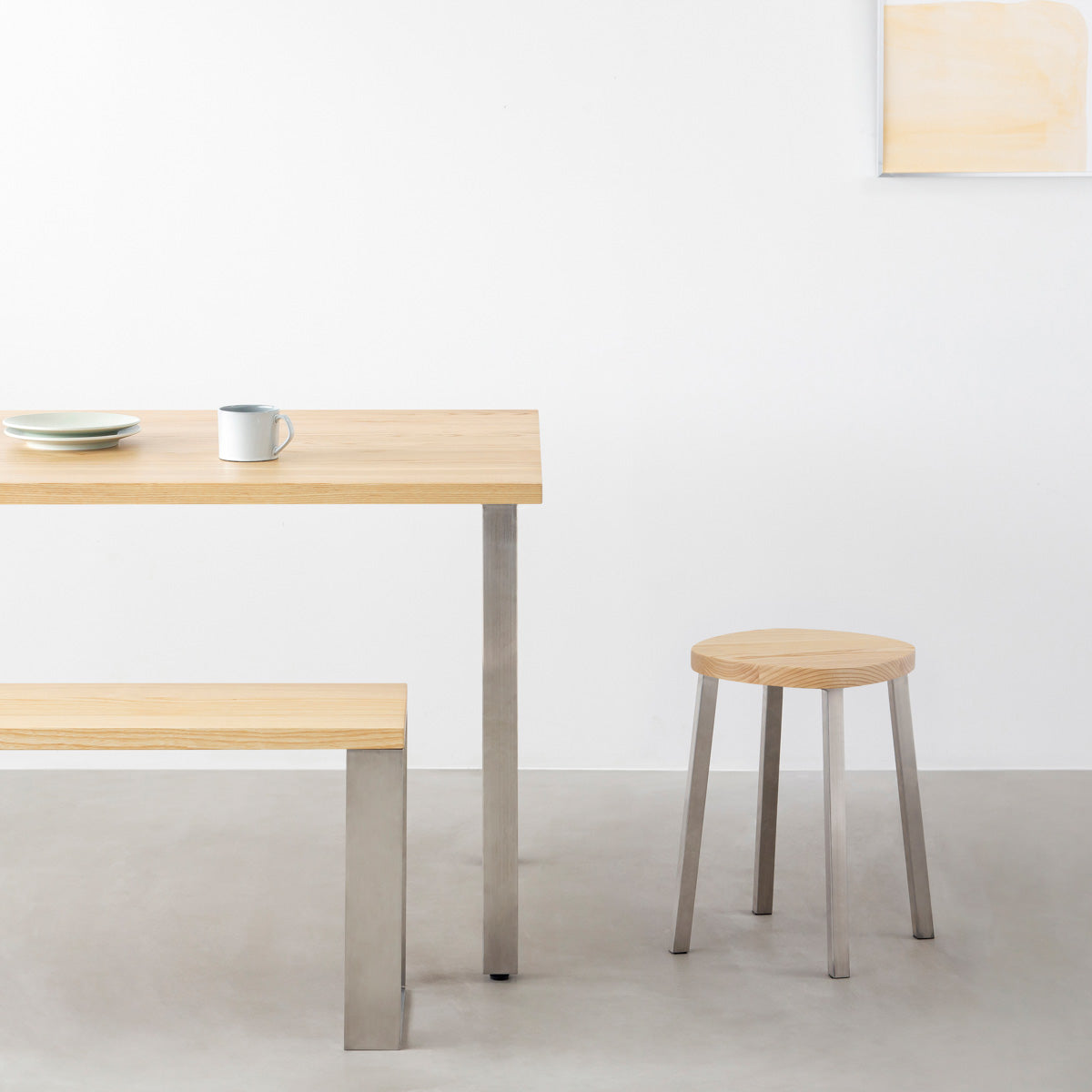 THE STOOL / 無垢 ホワイトアッシュ × Stainless Standard – KANADEMONO