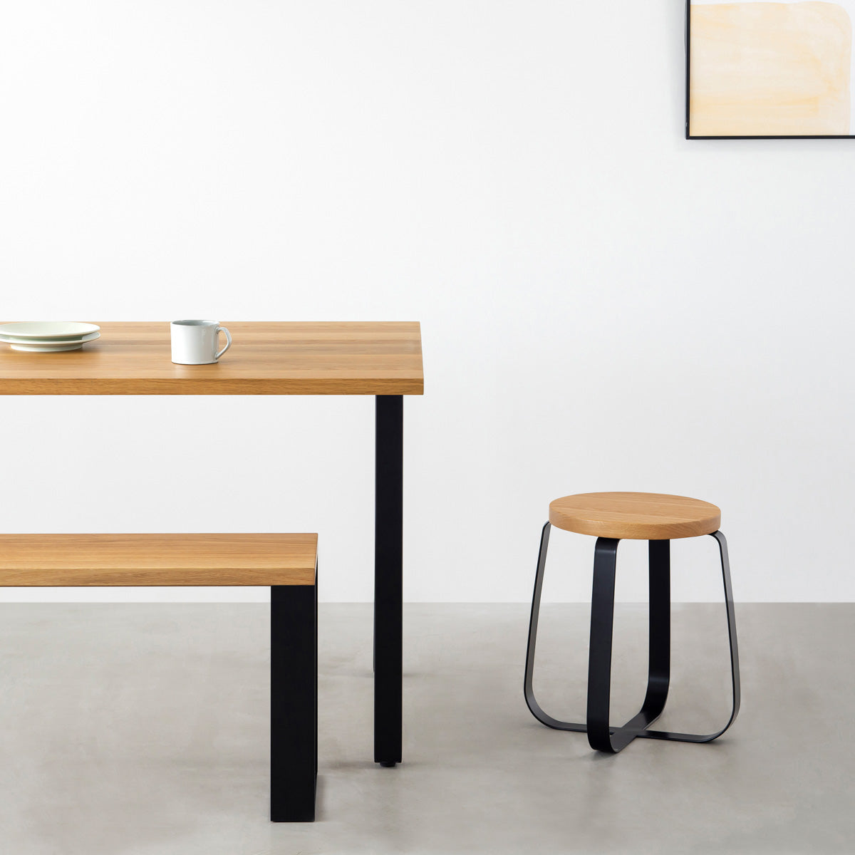 THE STOOL / 無垢 ホワイトオーク × Black Steel Standard – KANADEMONO