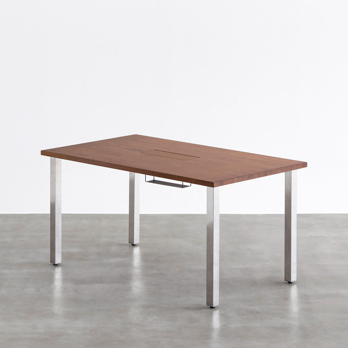 THE TABLE / ラバーウッド ブラウン × Stainless 配線トレー付き – KANADEMONO