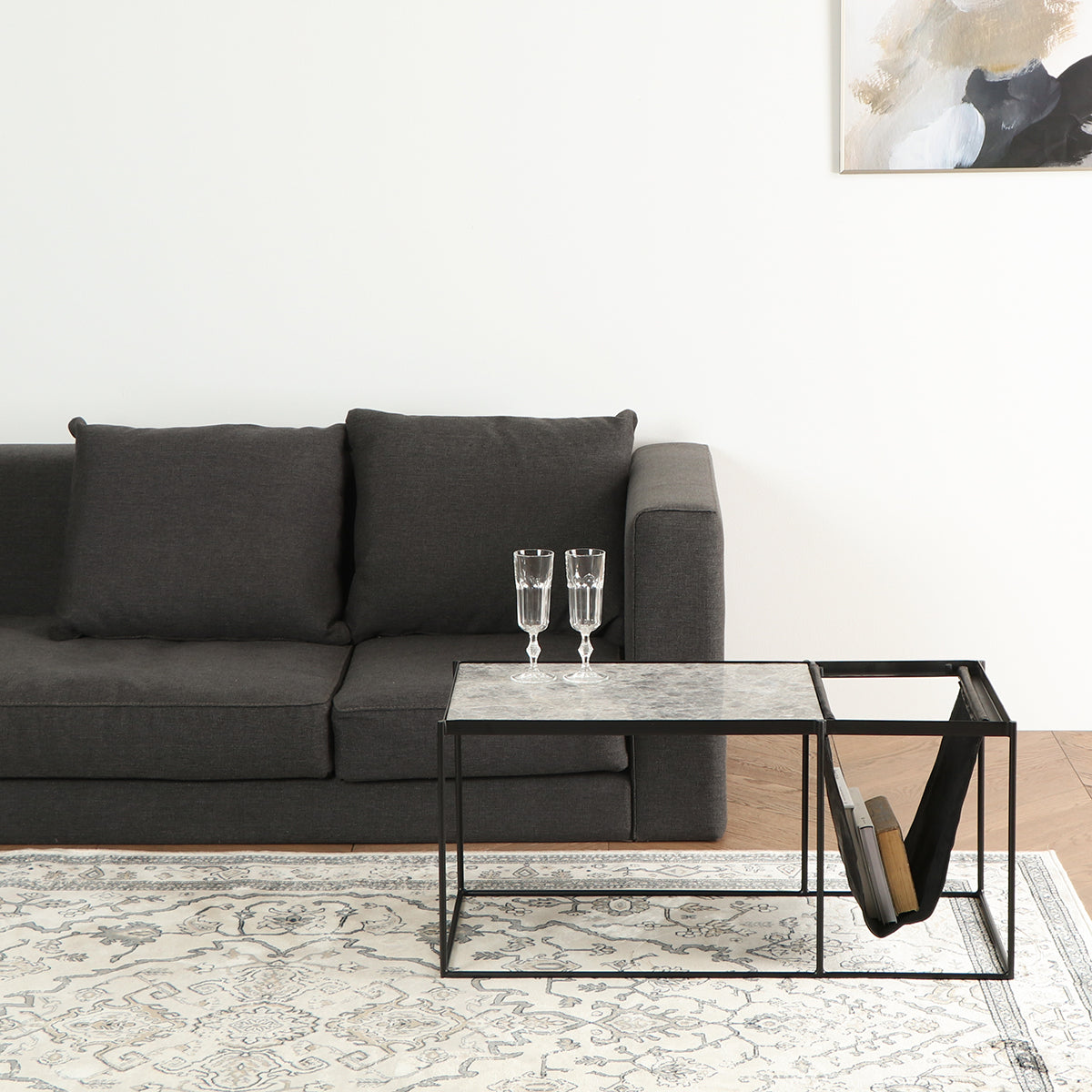 Marble - Leather Magazine Holder Side Table – KANADEMONO