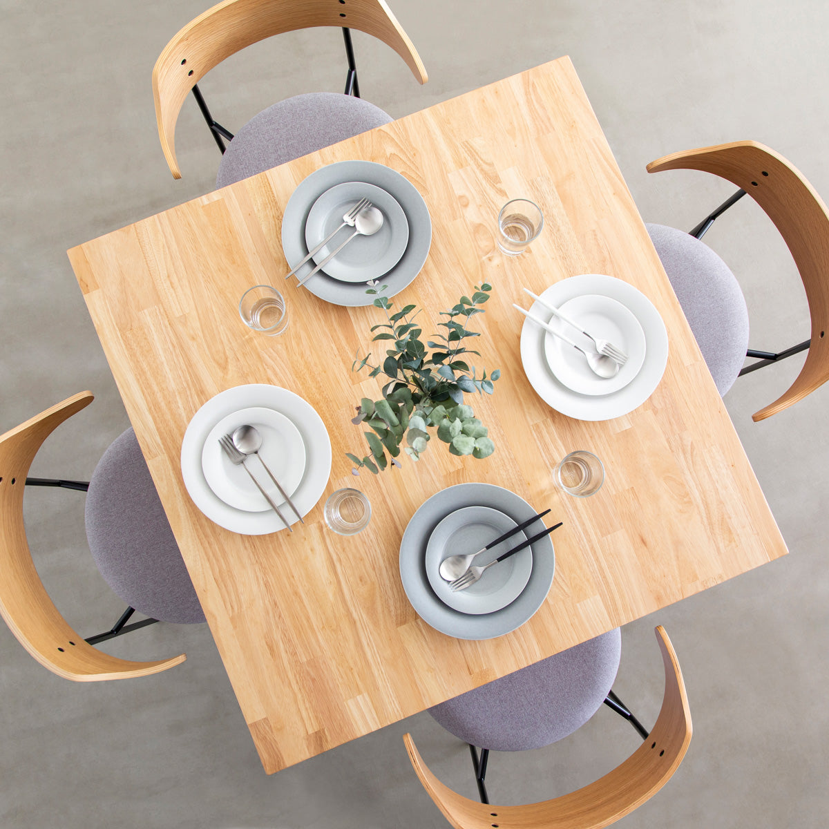 THE CAFE TABLE / ラバーウッド White Steel トライアングル Straight × スクエア 60 - 100 – KANADEMONO