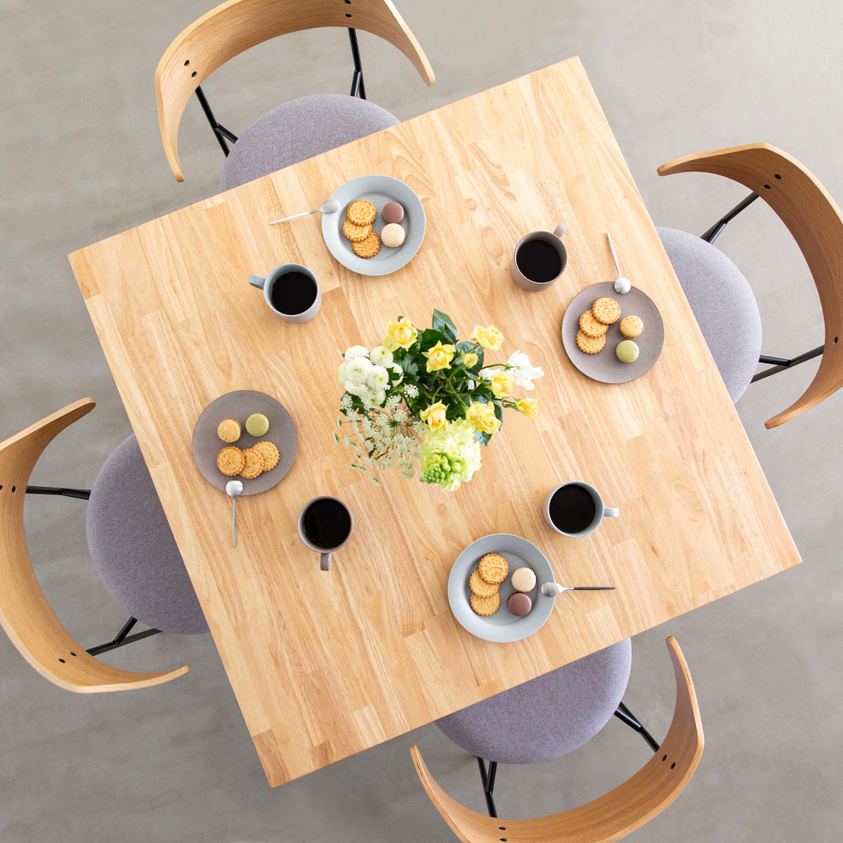 THE CAFE TABLE / ラバーウッド White Steel トライアングル Straight × スクエア 60 - 100 – KANADEMONO