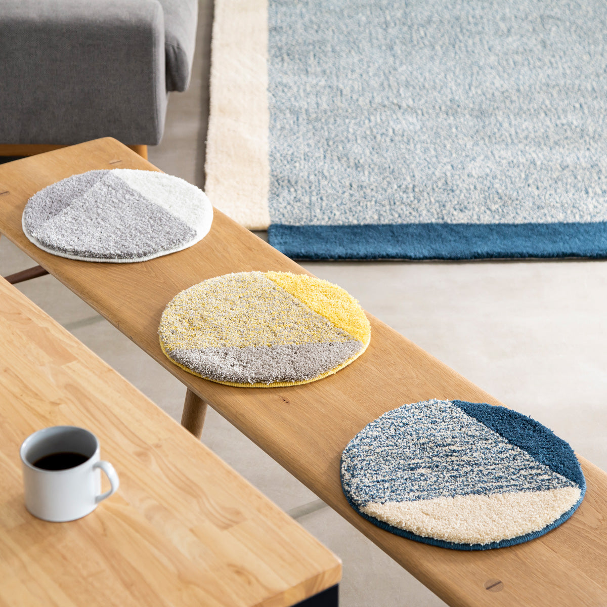 MIYOSHI RUG × KANADEMONO Hand Tufted Chair Rug 2 set