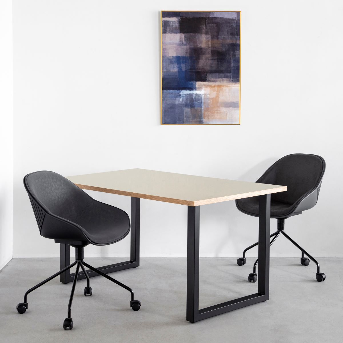 THE TABLE / リノリウム ベージュ・グレー系 × Black Steel – KANADEMONO