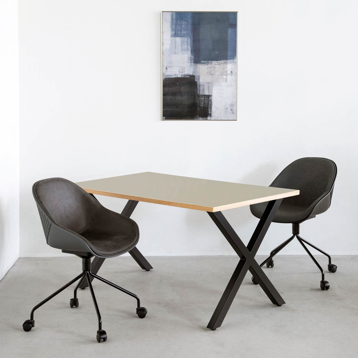 THE TABLE / リノリウム ベージュ・グレー系 × Black Steel – KANADEMONO