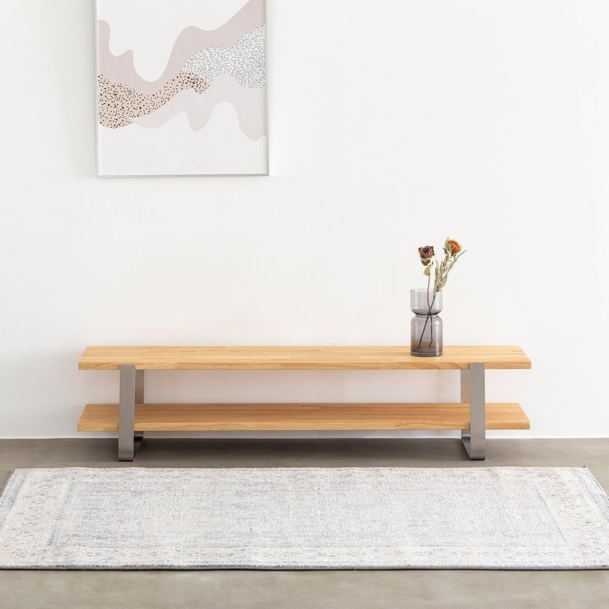 THE TV BOARD / LOW TABLE ラバーウッド ナチュラル × Stainless – KANADEMONO