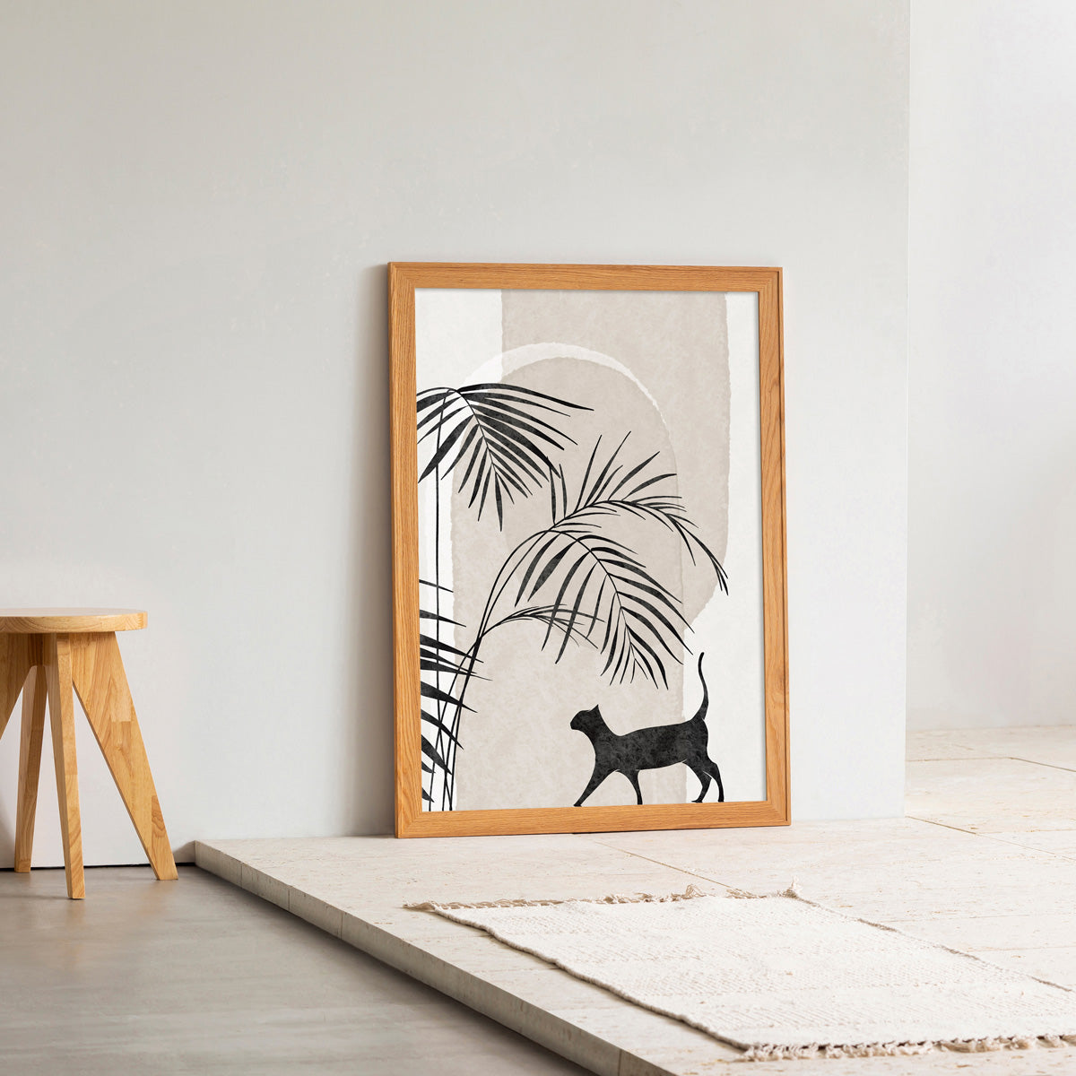 Neko #1 アートポスター・ウッドフレーム セット – KANADEMONO