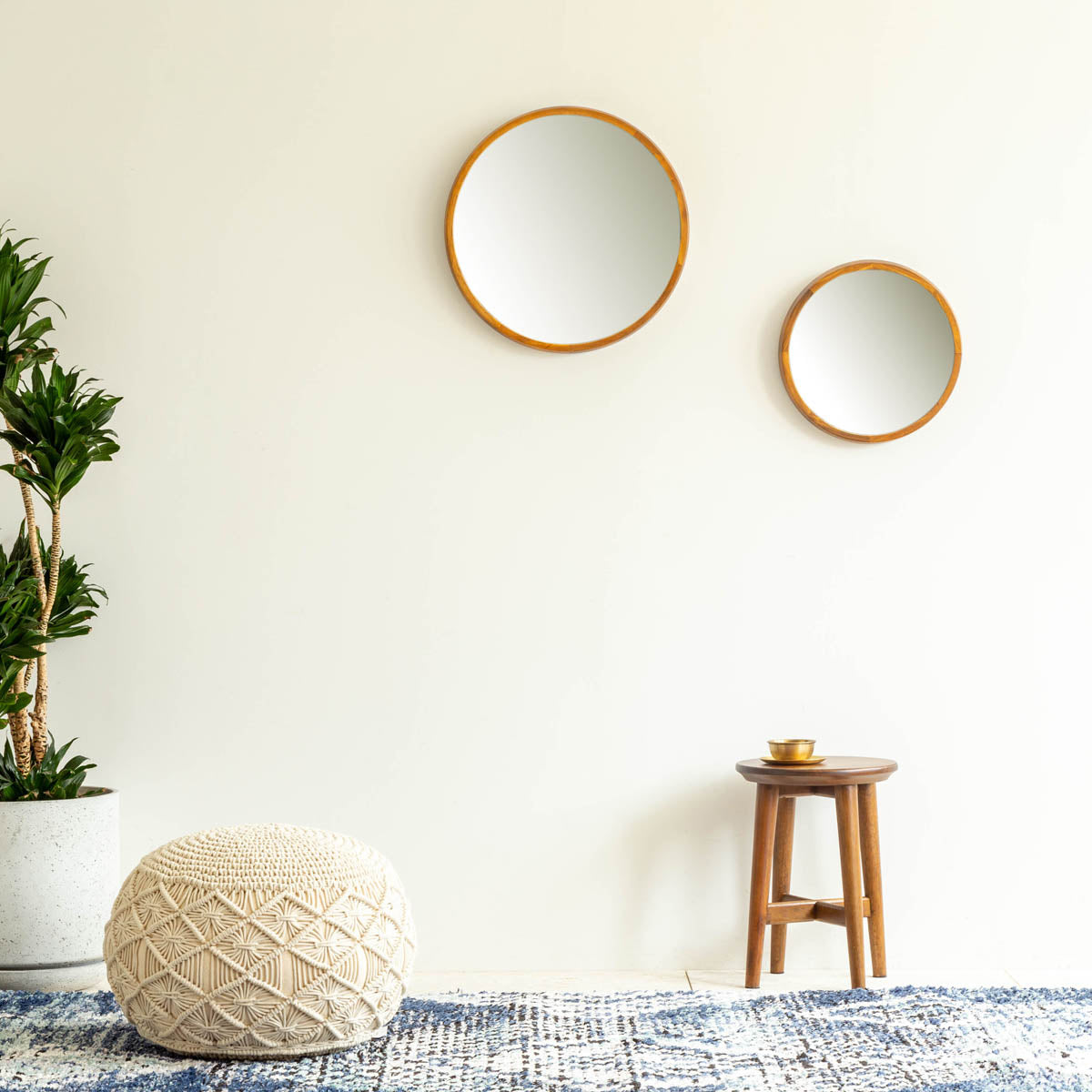 パイン無垢材 ラウンド ウォールミラー – KANADEMONO